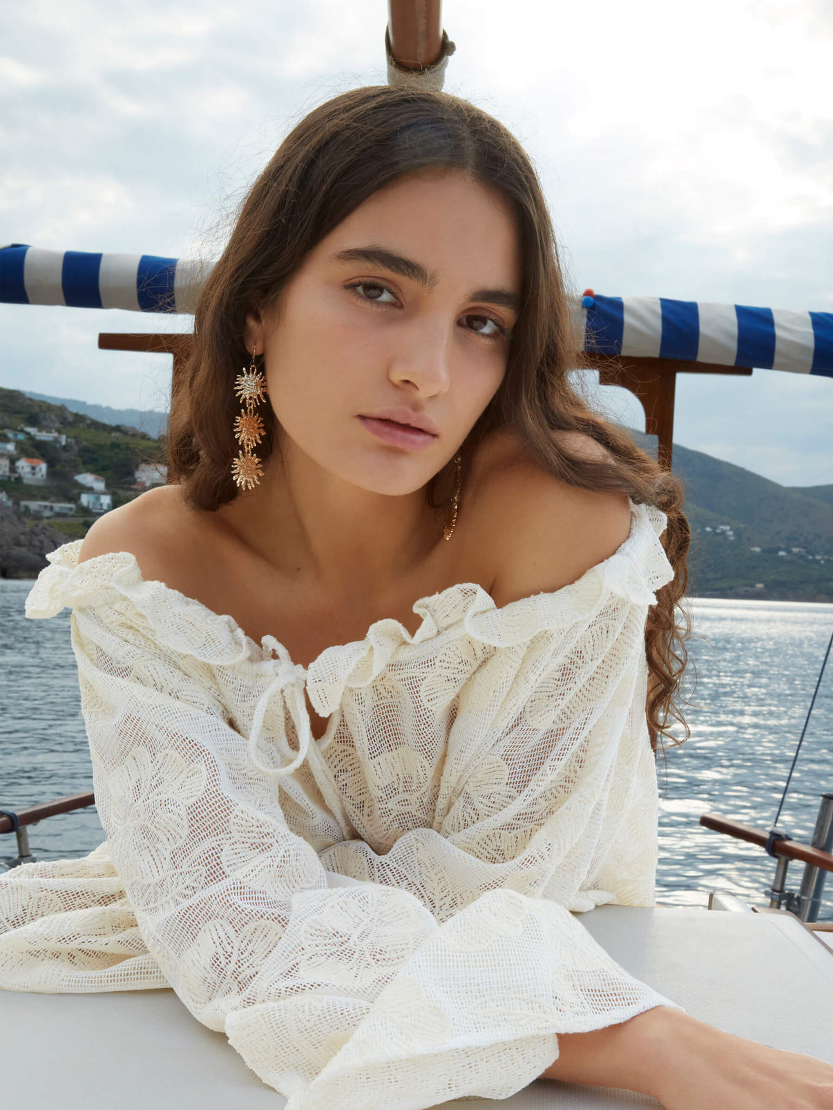 Joy Mesh white fishnet blouse with puff sleeves | Carmen Says